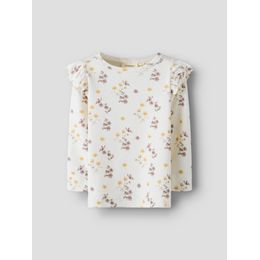LIL' ATELIER M&auml;dchen Langarmshirt "NMFGAVO EKO LS SLIM TOP LIL NOOS", wei&szlig;, Gr. 122, bedruckt, Jersey, Obermaterial: 57% Baumwolle, 38% Lyocell, 5%