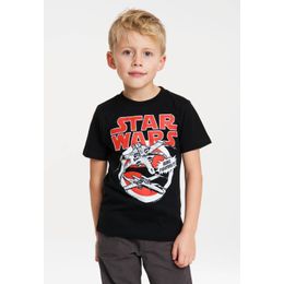 logoshirt M&auml;dchen T-Shirt "X-Wings", schwarz, Gr. 92, bedruckt, 100% Baumwolle, Shirts, mit gro&szlig;em Star-Wars-Frontprint