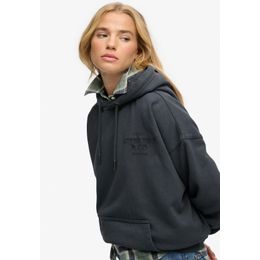 Superdry Damen Kapuzensweatshirt "Luxe Casual Emb Relaxed Hood", grau, Gr. XS, bedruckt, Sweatware, Obermaterial: 100% Baumwolle, Sweatshirts,