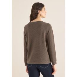 Cecil Damen Langarmshirt, braun, Gr. XXL, unifarben, Stoff, 65% Polyester, 32% Viskose, 3% Elasthan, Shirts, mit U-Boot-Ausschnitt