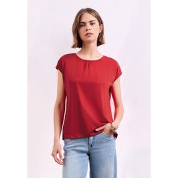 Damen T-Shirt, rot, Gr. 46, STREET ONE STUDIO, unifarben, Web, 50% Modal, 50% Baumwolle, Shirts, aus elastischem Materialmix