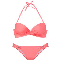 s.Oliver Damen Push-Up-Bikini, orange, Gr. 34, unifarben, Recycling-Polyamid, Bikini-Sets, mit zus&auml;tzlichen Bindeb&auml;ndern