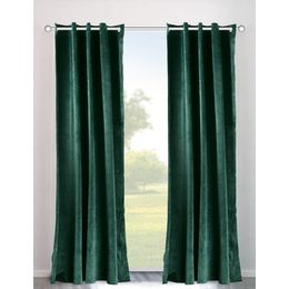 Vorhang OTTO HOME, B:140cm H:175cm, gr&uuml;n, Polyester, Polyester, Wohnzimmer, Gardinen, "Velvet Uni", Blickdichter Samt, 2-er Set, edel, Gardine,