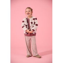 Jerseyhose KIDS Only "KMGMAUDE LIFE STRIPE WIDE PANT JRS NOOS", M&auml;dchen, Gr. 128, N-Gr, oatmeal stripes:rose braun, Jersey, Obermaterial: 66% Polyester, 30% Viskose, 4% Elasthan, weit normal, Hosen Jerseyhose