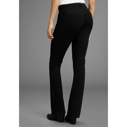 Bruno Banani Damen Bootcuthose, schwarz, Basic, Gr. 36, unifarben, Milano Rib, Obermaterial: 76% Polyester, 20% Viskose, 4% Elasthan, Hosen, mit