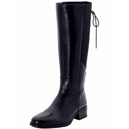 sheego Damen Weitschaftstiefel, Gr. 41, schwarz, Glattleder, Leder, Schuhe