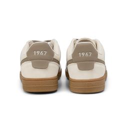 Marc O'Polo MARC O'POLO Herren Sneaker "Charlie", Gr. 41, beige, Glattleder, Veloursleder, unifarben mit Farbeinsatz, Basic, Schuhe, Schn&uuml;rschuh, Halbschuh,