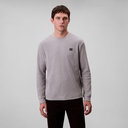 Herren Langarmshirt "LS WAFFLE BADGE CREWNK TEE", grau, Gr. XXL, Calvin Klein Jeans, unifarben, Single Jersey, Obermaterial: 60% Baumwolle, 40%