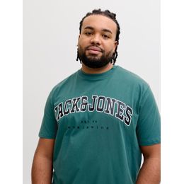Jack & Jones PlusSize Herren T-Shirt "JJECALEB VARSITY TEE SS O-NECK NOOS PLS", gr&uuml;n, Basic, Gr. XXXL, JACK & JONES PLUSSIZE, Jersey, Obermaterial: 100% Baumwolle, Shirts,