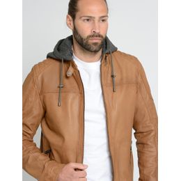 Maze Herren Lederjacke "42021309", braun, Gr. S, Obermaterial: 100% Lammleder; Futter: 100% Baumwolle; &Auml;rmelfutter: 100% Polyester; Kapuze: 52%