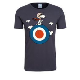 logoshirt Herren T-Shirt "Peanuts - Snoopy Pilot", grau, Gr. XS, bedruckt, 100% Baumwolle, Shirts, mit lizenziertem Print