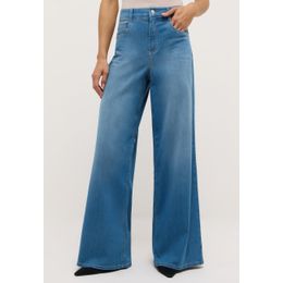 5-Pocket-Jeans Angels "LIVA", Damen, Gr. 36, L&auml;nge 34, light blau used, Denim/Jeans, Obermaterial: 89% Baumwolle, 8% Polyester, 3% Elasthan, unifarben, normal lang, Jeans 5-Pocket-Jeans, mit weitem Bein