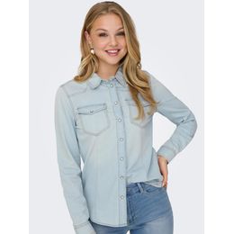 Only Damen Jeansbluse "ONLALEXA L/S DNM SHIRT FS NOOS"light blau denim, Gr. XL, unifarben, Web, Obermaterial: 100% Baumwolle, Blusen