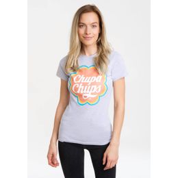 logoshirt Damen T-Shirt "Chupa Chups", grau, Gr. XS, bedruckt, meliert, 93% Baumwolle, 7% Polyester, Shirts, mit lizenzierten Design
