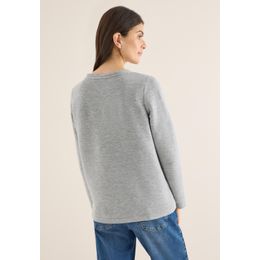Cecil Damen Langarmshirt, grau, Gr. S, meliert, Stoff, 50% Polyester, 47% Viskose, 3% Elasthan, Shirts, aus softem Materialmix