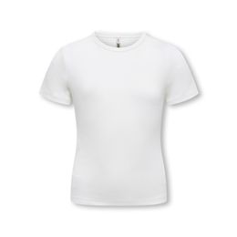 KIDS Only M&auml;dchen T-Shirt "KOGLUCKY S/S O NECK TOP JRS NOOS"cloud dancer, Gr. 110, unifarben, Jersey, Obermaterial: 95% Baumwolle, 5% Elasthan, Shirts