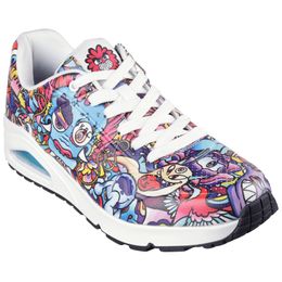 Skechers Herren Sneaker "UNO - COLOR DOODLE", Gr. 39, bunt, Lederimitat, bedruckt, Schuhe, Keilsneaker, Schn&uuml;rschuh, Retro Sneaker mit einzigartigem