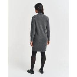 Gant Damen Strickkleid "SUPERFINE LAMBSWOOL KNIT", grau, Gr. XXL, Strick, Obermaterial: 100% Wolle, Kleider, Winterkleid, relaxed fit, Rollkragen,