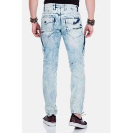 Cipo & Baxx CIPO & BAXX Herren Cargojeans "Jeans", blau, Gr. 31, unifarben, 100% Baumwolle, Jeans, mit Deko-Zippern in Regular Fit, CD-435