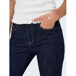 Only Damen Bootcut-Jeans "ONLANNIE MID FLARED BOX DNM"dunkelblau denim, Gr. L, unifarben, Denim/Jeans, Obermaterial: 86% Baumwolle, 13% Polyester, 1%