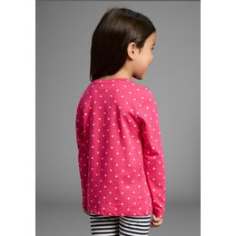 Kidsworld M&auml;dchen Langarmshirt "f&uuml;r kleine M&auml;dchen", pink, Gr. 140, bedruckt, bestickt, Single Jersey, Obermaterial: 100% Baumwolle, Shirts, Langarm,