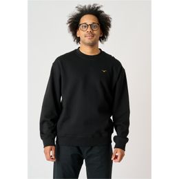 Cleptomanicx Herren Sweatshirt "Ligull Boxy", schwarz, Gr. M, bestickt, 100% Baumwolle, Sweatshirts, mit kleiner M&ouml;wenstickerei