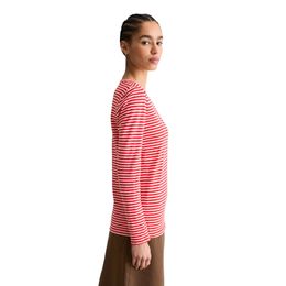 Marc O'Polo Damen Langarmshirt "aus Heavy Slub Jersey", rot, Basic, Gr. L, MARC O'POLO DENIM, gestreift, Obermaterial: 100% Baumwolle, Shirts