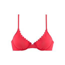 Lascana Damen B&uuml;gel-Bikini-Top "Scallop", rot, Gr. 36, unifarben, Microfaser, Microfaser, Bikini-Oberteile, mit Wattierung