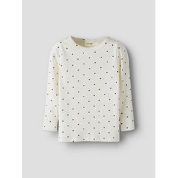 LIL' ATELIER M&auml;dchen Langarmshirt "NMFGAGO LS SLIM TOP LIL NOOS"coconut milk aop:heart, Gr. 98, bedruckt, Jersey, Obermaterial: 57% Baumwolle, 38%