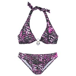 Bruno Banani Damen B&uuml;gel-Bikini, rosa, Gr. 36, bedruckt, gepunktet, Microfaser, Bikini-Sets, als Neckholder-Variante