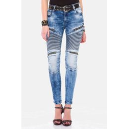 Cipo & Baxx CIPO & BAXX Damen Slim-fit-Jeans "Jeans", blau, Basic, Gr. 29, unifarben, 98% Baumwolle, 2% Elasthan, Jeans, in Slim-Fit, WD365