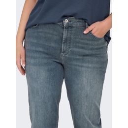 Only CARMAKOMA Damen High-waist-Jeans "CARWILLY HW STRAIGHT DNM REA2602 NOOS", blau, Gr. 46, unifarben, Denim/Jeans, Obermaterial: 92% Baumwolle, 6%