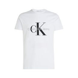 Herren T-Shirt "ICONIC MONOGRAM SLIM TEE", wei&szlig;, Gr. XXL, Calvin Klein Jeans, bedruckt, Jersey, Obermaterial: 100% Baumwolle, Shirts, mit gro&szlig;em