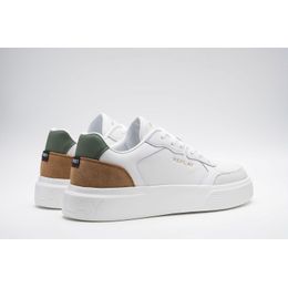 Replay Herren Sneaker, Gr. 45, wei&szlig;, Leder, kontrastfarbene Details, Schuhe, Basket-Sneaker, Halbschuh, Schn&uuml;rschuh mit Kontrast an der Ferse