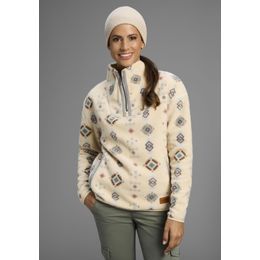 Fleecepullover Kangaroos, Damen, Gr. 44/46, sanftes wei&szlig;, Fleece, Obermaterial: 100% Polyester, gemustert, oversize h&uuml;ftbedeckend, Sweatshirts Fleecepullover, aus kuscheligem Sherpa Fleece, Half-zip