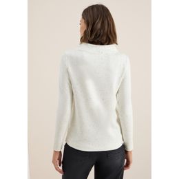 Cecil Damen Langarmshirtvanillewei&szlig;, Gr. XXL, unifarben, Stoff, 72% Viskose, 23% Polyester, 5% Elasthan, Shirts, mit Struktur-Muster