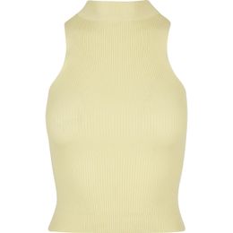 Tanktop Urban Classics "Urban Classics Damen Ladies Short Rib Knit Turtleneck Top", Damen, Gr. XS, softgelb, 35% Polyacryl, 35% Viskose, 30% Polyamid, unifarben, slim fit, Tops Tanktop