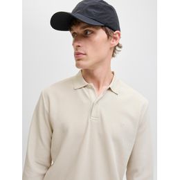 Jack & Jones JACK & JONES Herren Langarm-Poloshirt "JJEAUSTIN POLO LS NOOS", beige, Gr. XXL, unifarben, Jersey, Obermaterial: 58% Polyester, 40% Baumwolle, 2%