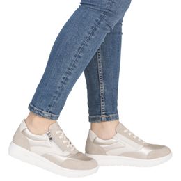 Remonte Damen Keilsneaker, Gr. 41, beige, Lederimitat, Schuhe, Schn&uuml;rschuh, Halbschuh, Casual-Sneaker mit seitlichem Rei&szlig;verschluss