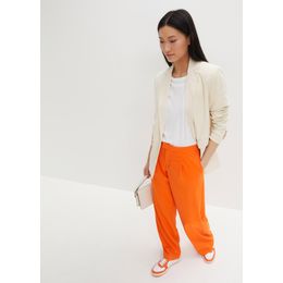 bonprix Damen Bundfaltenhose "Bundfaltenhose", orange, festlich, Gr. 42, Obermaterial: 66% Polyester, 33% Viskose, 1% Elasthan, Hosen, aus Polyester,