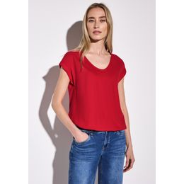 Street One Damen Hemdbluse, rot, Gr. 34, unifarben, Stoff, 100% Viskose, Blusen, aus softer Viskose