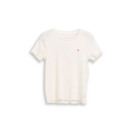 Tom Tailor M&auml;dchen T-Shirtsoft cream wei&szlig;, Gr. 104, unifarben, Jersey, Obermaterial: 93% Baumwolle, 7% Elasthan, Shirts, mit Print