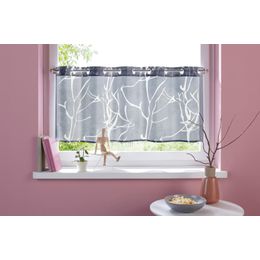 Scheibengardine OTTO HOME, B:90cm H:45cm, grau, Ausbrenner, Polyester, K&uuml;che, Gardinen, "Anna", Viskose & Polyester, &Auml;ste-Motiv
