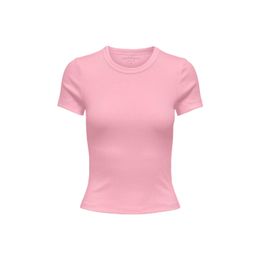 Only Damen T-Shirt "T-Shirt ONLVAL LIFE O-NECK TOP 1er Pack", pink, Gr. S, Obermaterial: 95% Baumwolle CO. 5% Elasthan EL., Shirts
