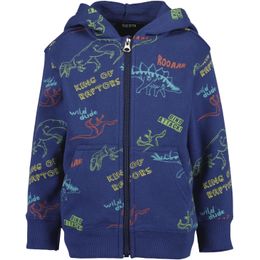 Blue Seven Jungen Sweatjackedk blau, Gr. 122, bedruckt, Sweatware, Obermaterial: 80% Baumwolle, 20% Polyester, Sweatjacken
