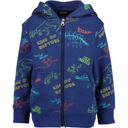 Blue Seven Jungen Sweatjackedk blau, Gr. 140, bedruckt, Sweatware, Obermaterial: 80% Baumwolle, 20% Polyester, Sweatjacken