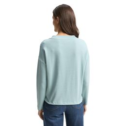Tom Tailor Damen Sweatshirt, blau, Gr. XS, unifarben, Sweatware, Obermaterial: 100% Baumwolle, Sweatshirts, mit Kordelzug am Saum