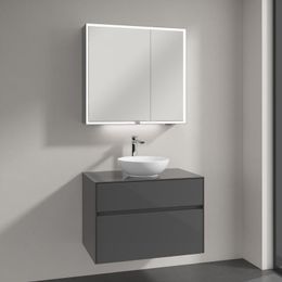 Villeroy & Boch Villeroy & Boch Embrace Schrank mit Loop & Friends Waschtisch, mit Spiegelschrank My View Now, 4A450101+A95500FP+A4558000, My View Now