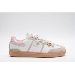 Plateausneaker Replay, Damen, Gr. 38, wei&szlig;, taupe, rose, Leder, Lederimitat, kontrastfarbene Details, Schuhe Plateausneaker, Trend-Sneaker, Halbschuh, Schn&uuml;rschuh mit Schmuckelementen