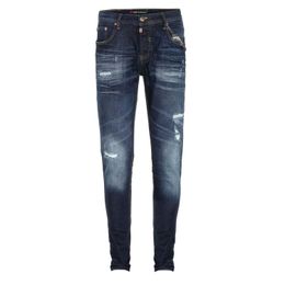 Cipo & Baxx CIPO & BAXX Damen Slim-fit-Jeans "Jeans", blau, Gr. 30, unifarben, 99% Baumwolle, 1% Elasthan, Jeans, im Used-Look, CD-392